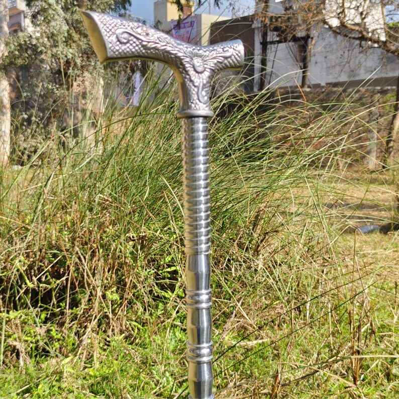 Elegant Aluminum Walking Stick: Ornate Floral Handle, Lightweight ...