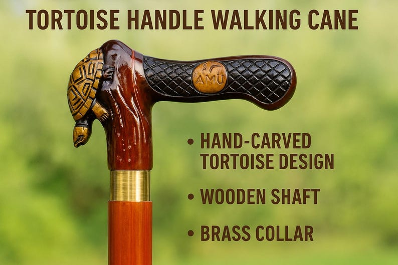 Hand Carved Turtle Walking Stick: Ergonomic Wooden Cane, 36" - Etsy
