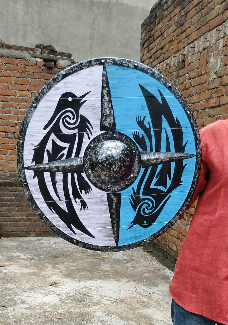 Medieval Wooden Viking Round Bird Shield Authentic Cosplay Armor ...