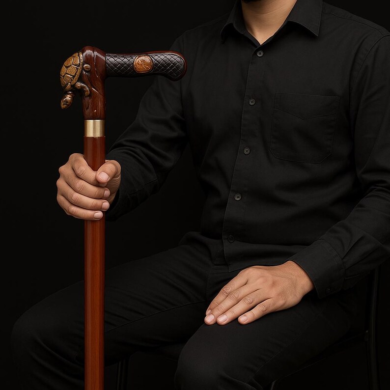 Hand Carved Turtle Walking Stick: Ergonomic Wooden Cane, 36" - Etsy