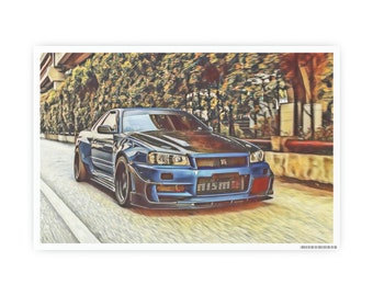 Nissan Skyline GT-R R34 1998-2002 Fast Furious Inspired Car Poster ...