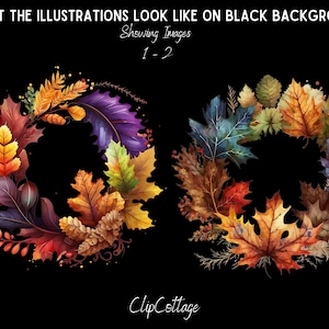 10 Fall Maple Leaf & Acorn Wreath Clipart Bundle - PNG Sublimation ...