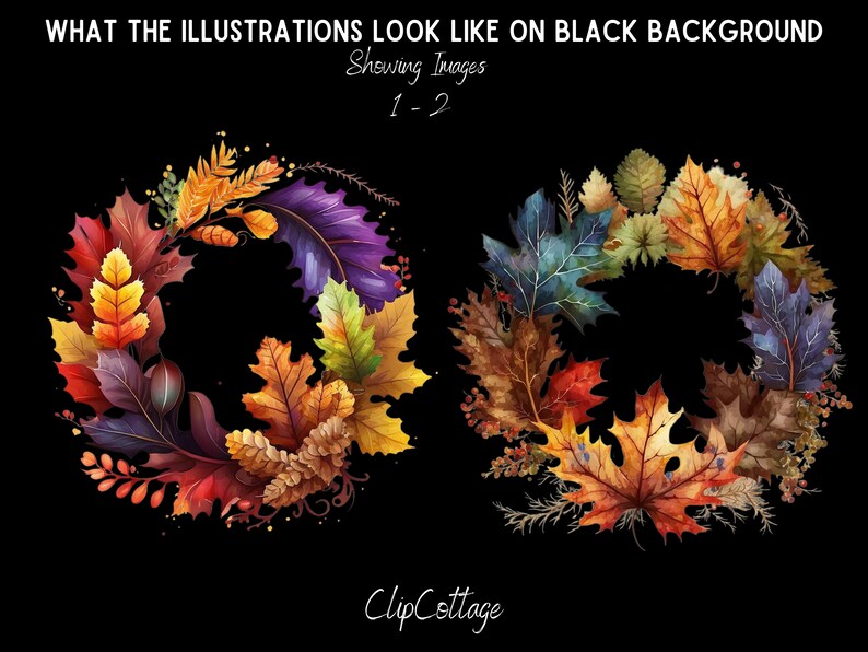 10 Fall Maple Leaf & Acorn Wreath Clipart Bundle PNG - Etsy