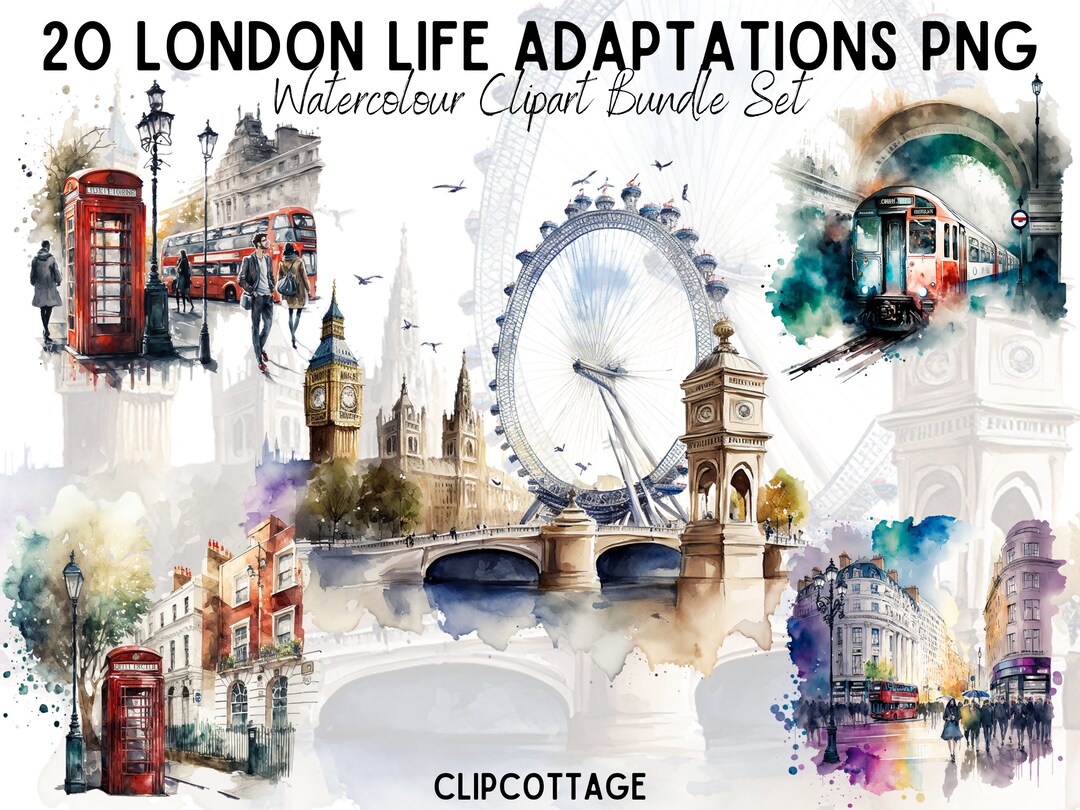 London Travel Clipart PNG Sublimation Bundle | 20 Transparent UK Red ...
