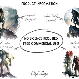 20 Werewolves Clipart Bundle Fantasy Werewolf PNG Sublimation ...