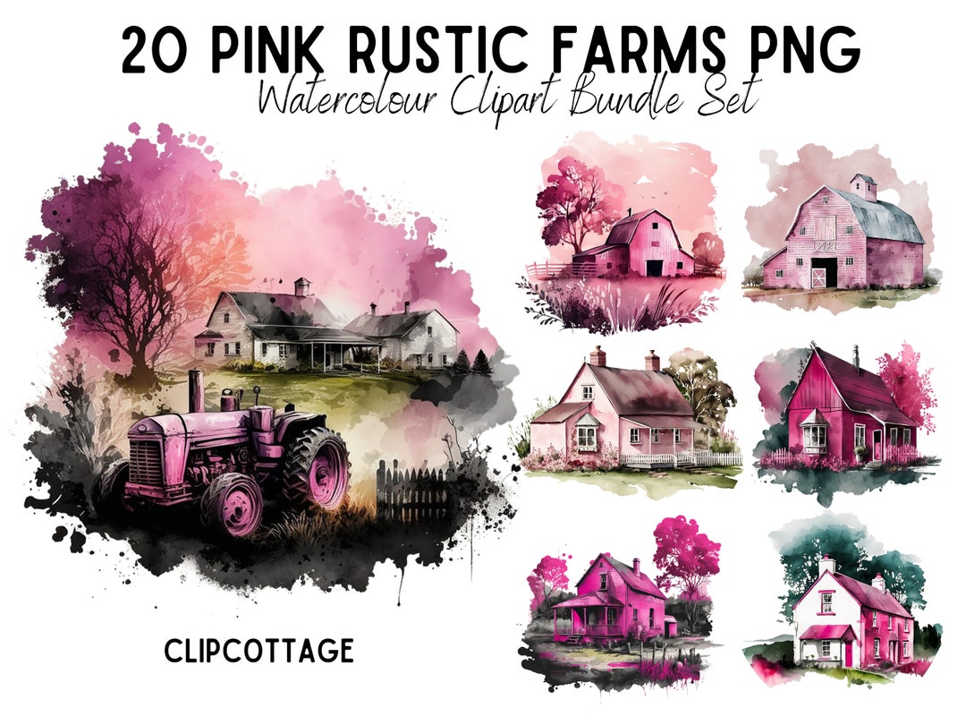 20 Pink Farm Clipart Bundle - Natural Scenery PNG Sublimation ...