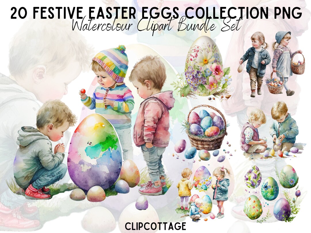 Easter Eggs Clipart PNG Sublimation Bundle | 20 Transparent Kids Easter ...