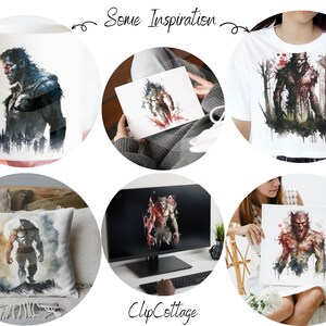 20 Werewolves Clipart Bundle Fantasy Werewolf PNG Sublimation ...