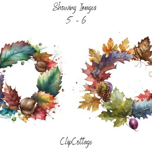10 Fall Maple Leaf & Acorn Wreath Clipart Bundle - PNG Sublimation ...