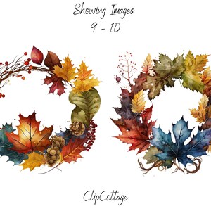 10 Fall Maple Leaf & Acorn Wreath Clipart Bundle - PNG Sublimation ...