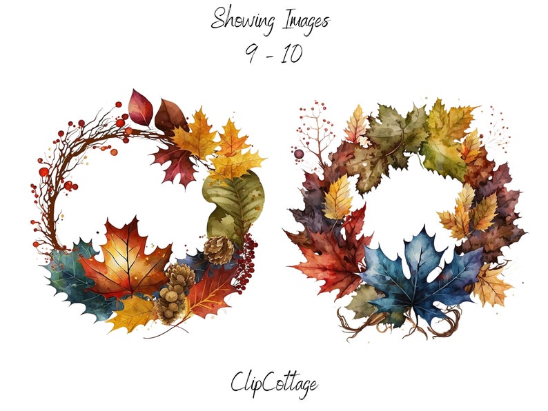 10 Fall Maple Leaf & Acorn Wreath Clipart Bundle PNG - Etsy