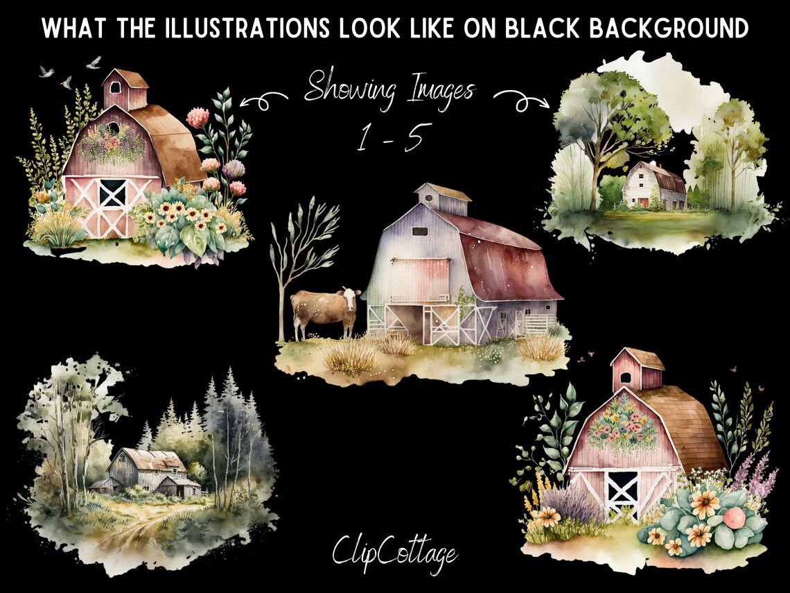 Farm Barns Clipart PNG Sublimation Bundle | 20 Transparent Landscape ...