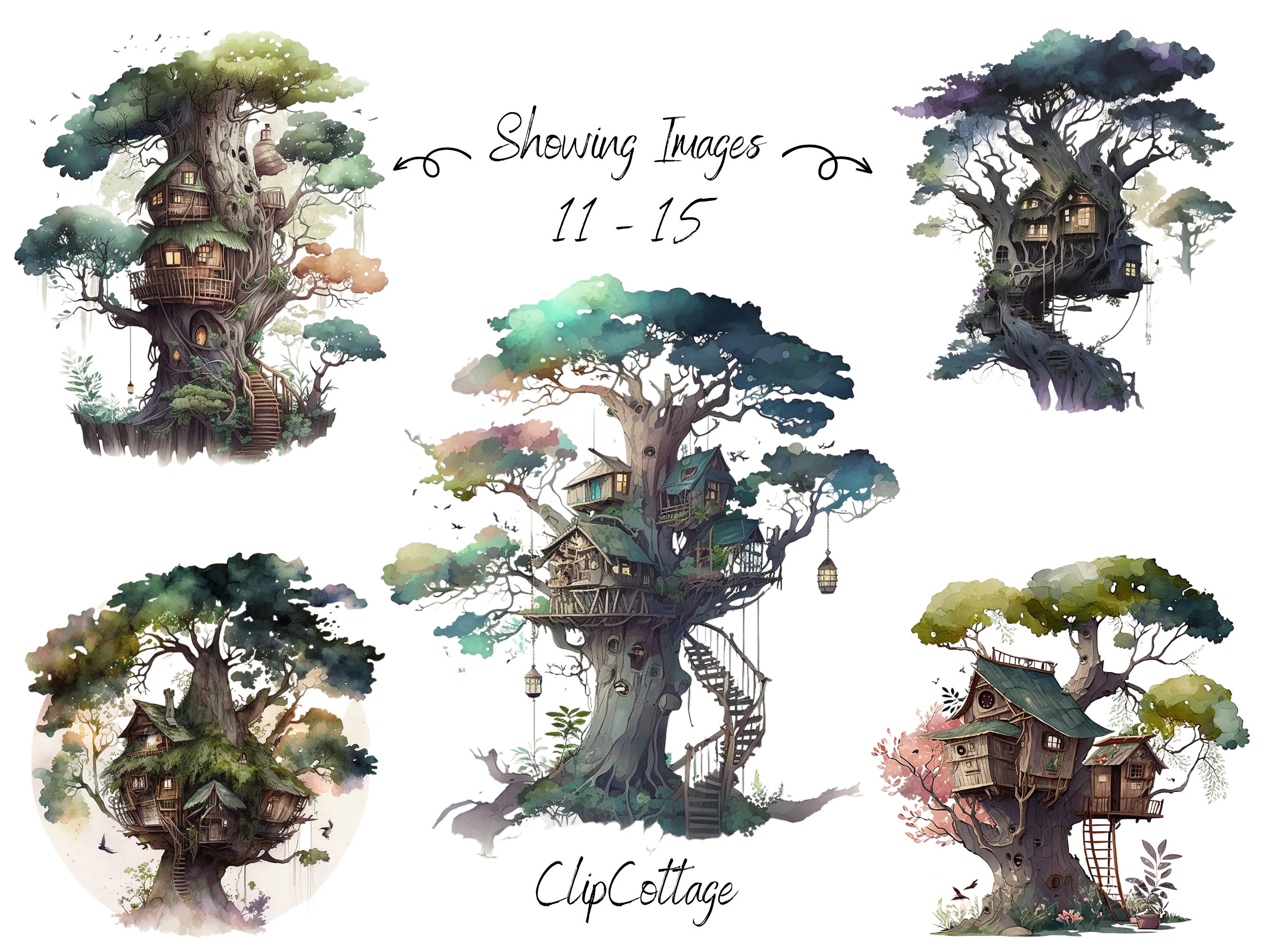 20 Treehouses Clipart Bundle Cute Whimsical PNG Sublimation - Etsy