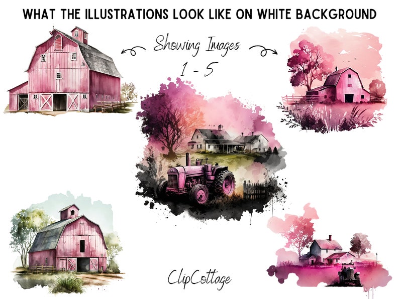20 Pink Farm Clipart Bundle - Natural Scenery PNG Sublimation ...
