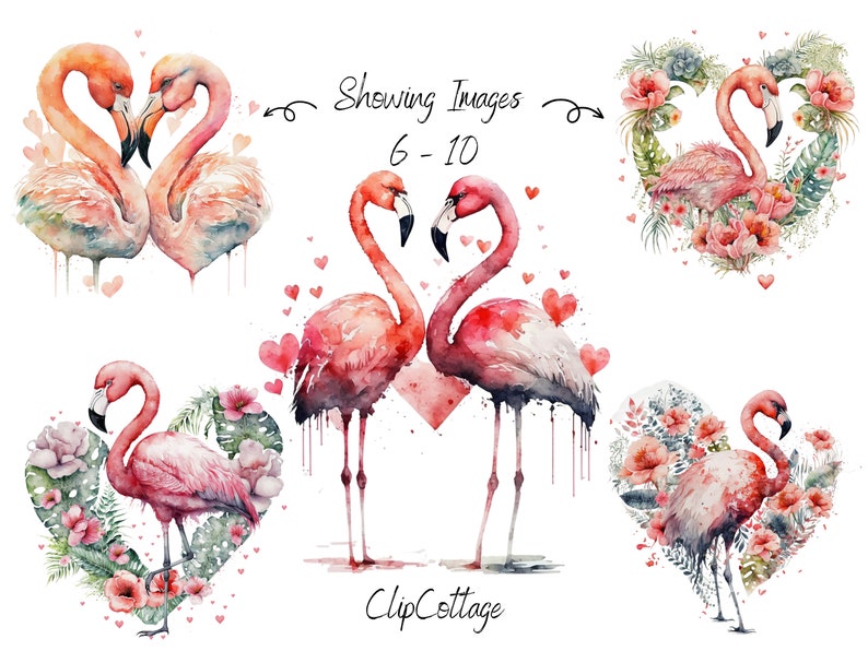 Valentines Flamingos Clipart PNG Sublimation Bundle | 20 Animals in ...