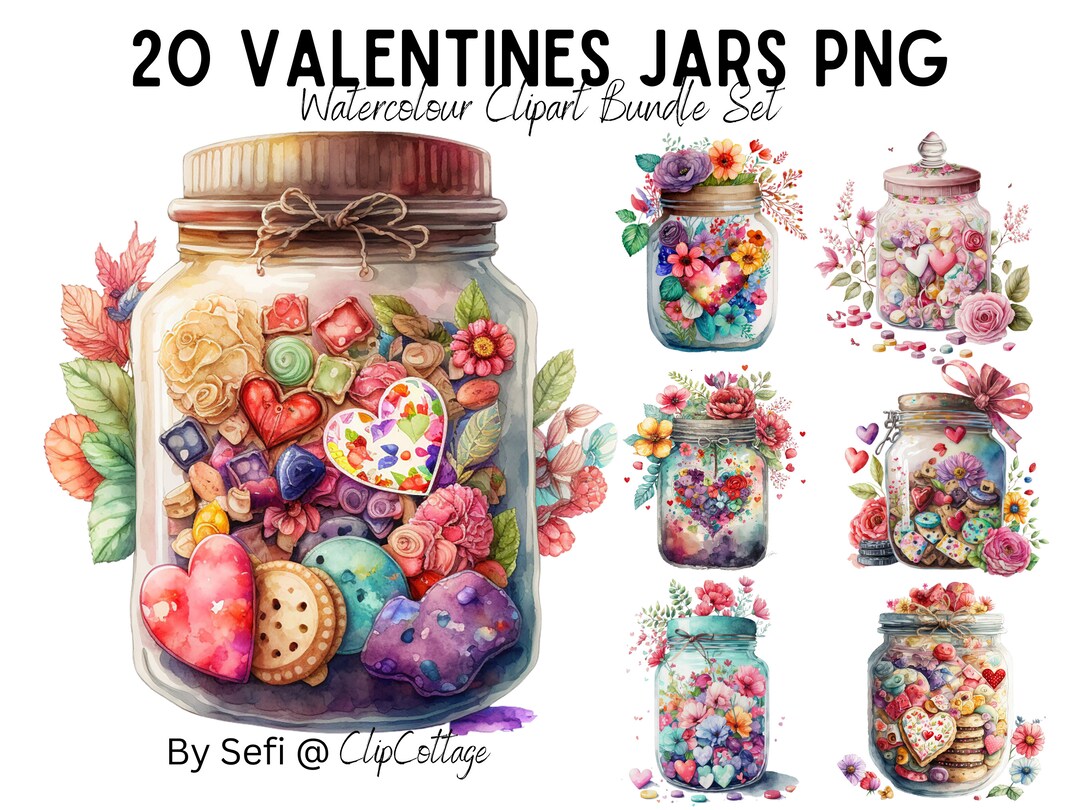 Valentine Jars Clipart PNG Sublimation Bundle 20 Transparent - Etsy