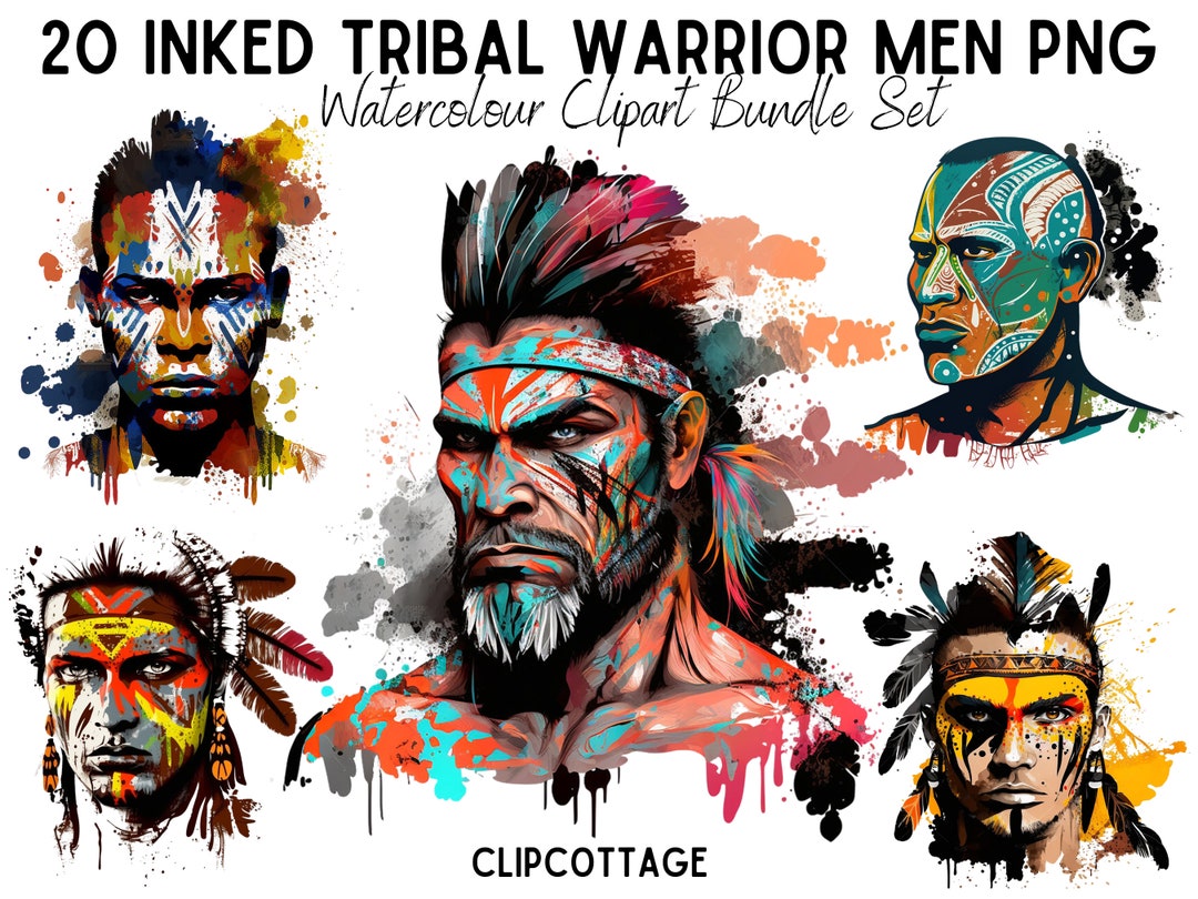 20 Tribal Men Watercolour Clipart Bundle: PNG Illustrations With ...