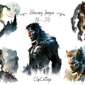 20 Werewolves Clipart Bundle - Fantasy Werewolf PNG Sublimation ...
