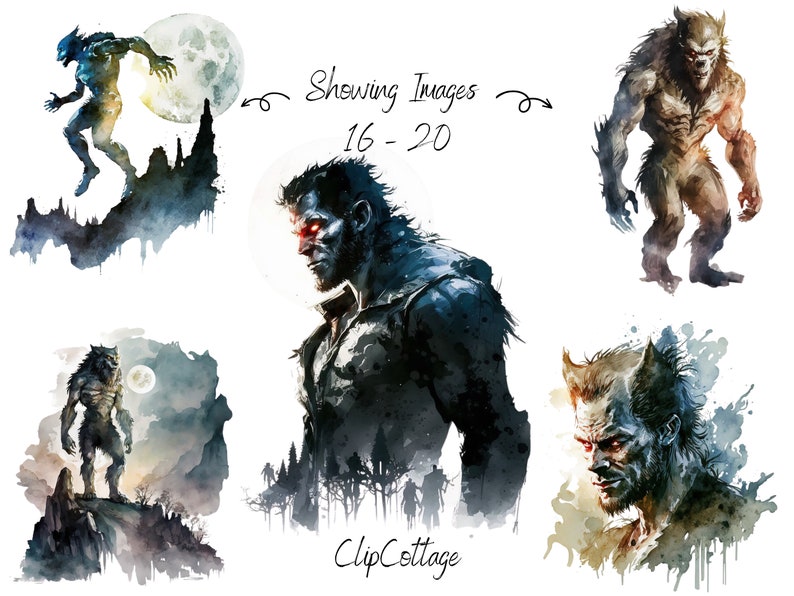 20 Werewolves Clipart Bundle Fantasy Werewolf PNG - Etsy