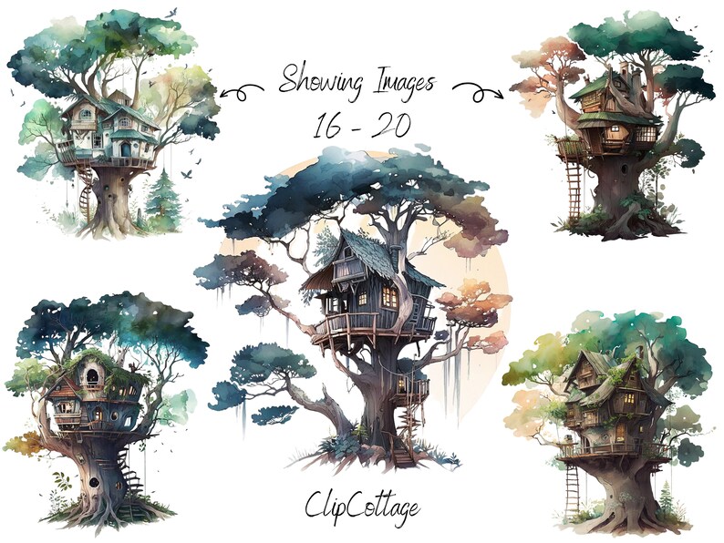 20 Treehouses Clipart Bundle Cute Whimsical PNG Sublimation - Etsy