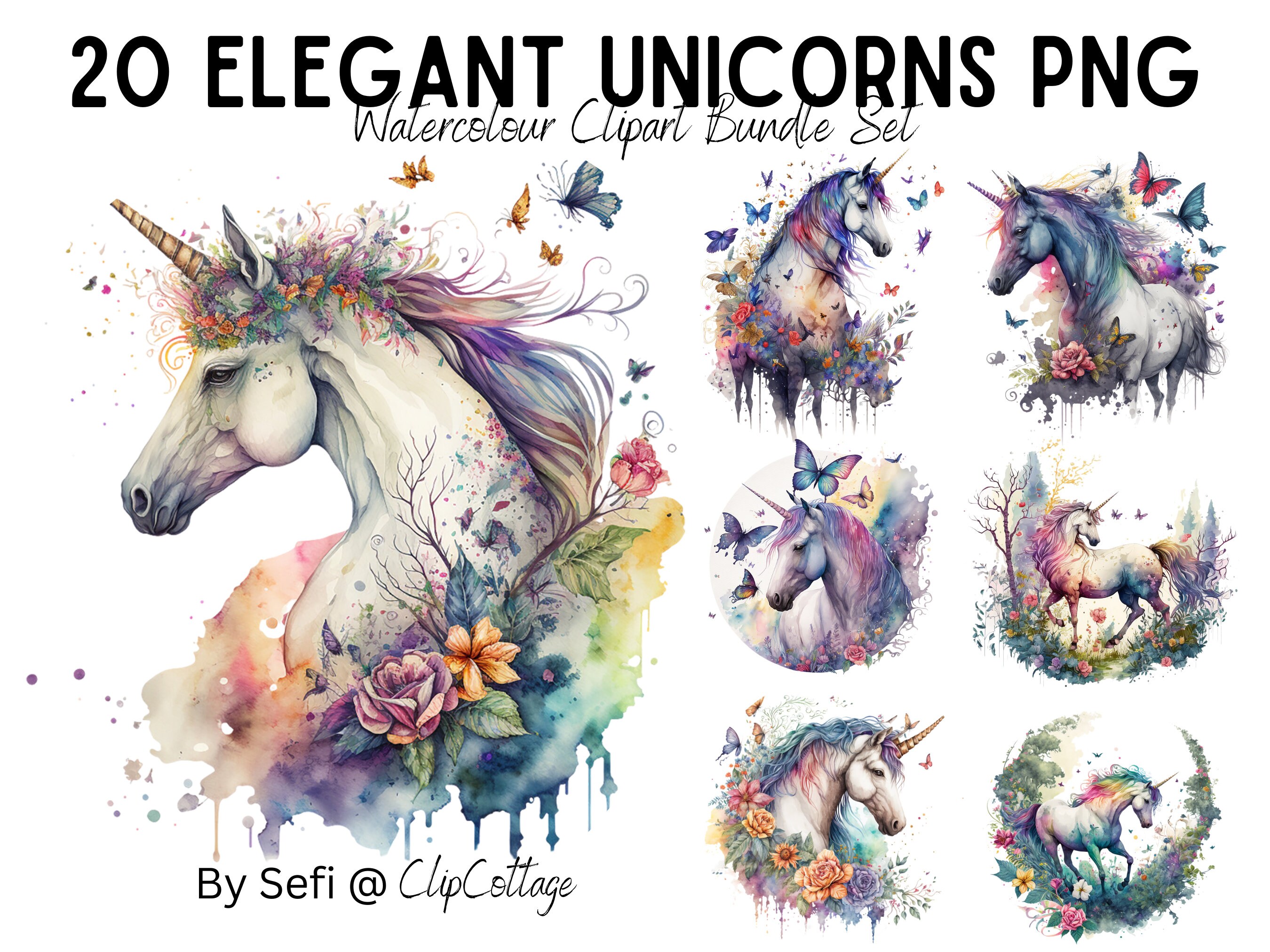 Unicorns Clipart PNG Sublimation Bundle 20 Transparent - Etsy UK