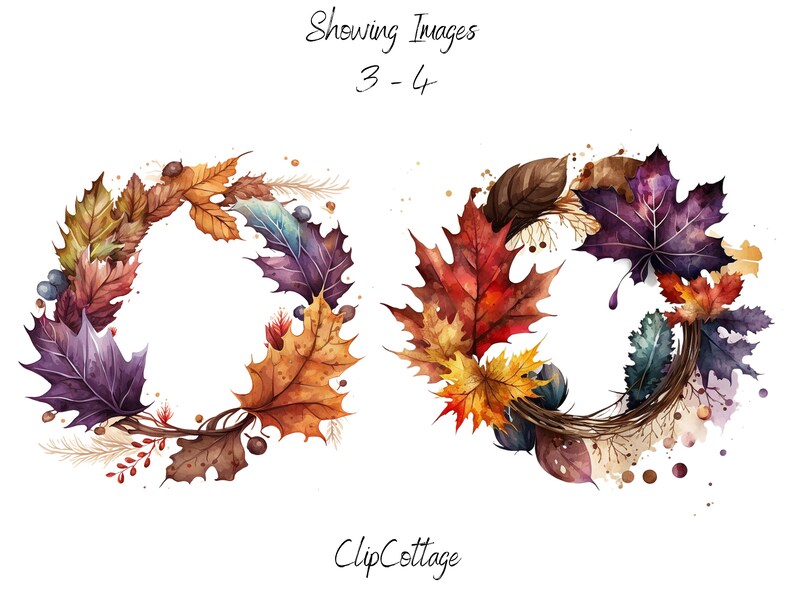 10 Fall Maple Leaf & Acorn Wreath Clipart Bundle PNG - Etsy