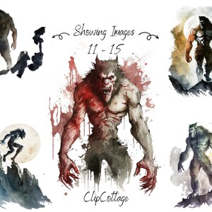 20 Werewolves Clipart Bundle - Fantasy Werewolf PNG Sublimation ...