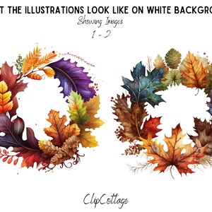 10 Fall Maple Leaf & Acorn Wreath Clipart Bundle - PNG Sublimation ...