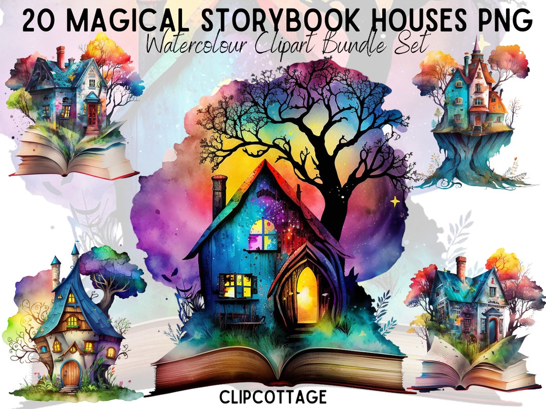 20 Whimsical Storybook Houses Clipart Bundle - PNG Sublimation ...