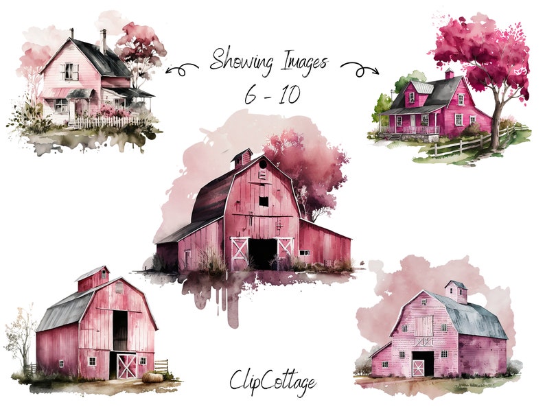 20 Pink Farm Clipart Bundle - Natural Scenery PNG Sublimation ...