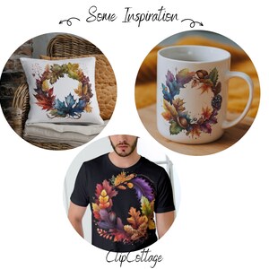 10 Fall Maple Leaf & Acorn Wreath Clipart Bundle - PNG Sublimation ...