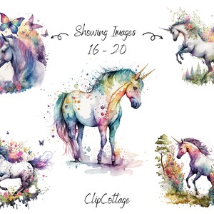 Unicorns Clipart PNG Sublimation Bundle | 20 Transparent Magical ...