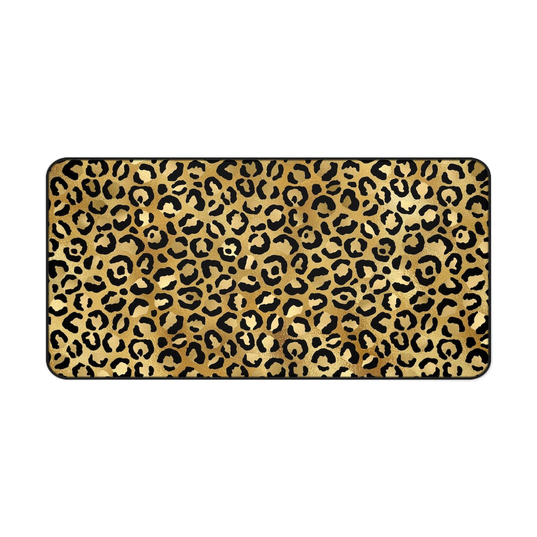 Gold Leopard Desk Mat, Keyboard Mousepad, Leopard Decor for Office ...