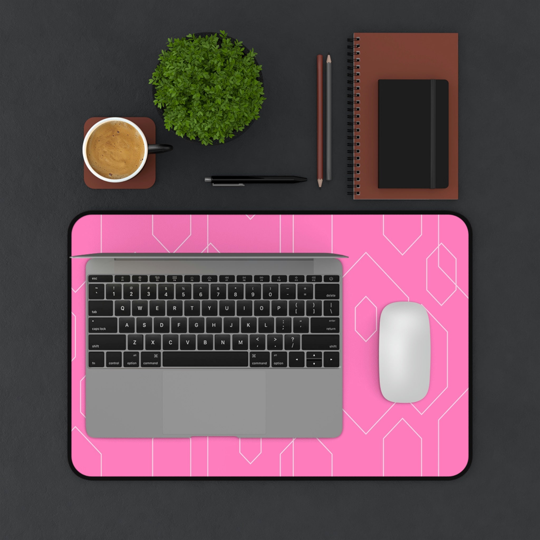Hot Pink Desk Mat | Office Desk Mat | Minimalistic Design | Cute Desk ...