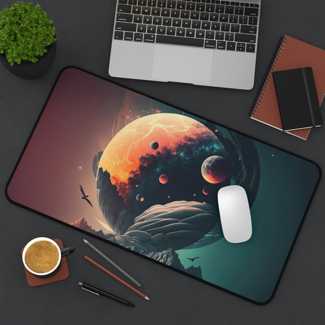 Fantasy Art Large Computer Desk Mat Gaming Gift With Mountain Art ...