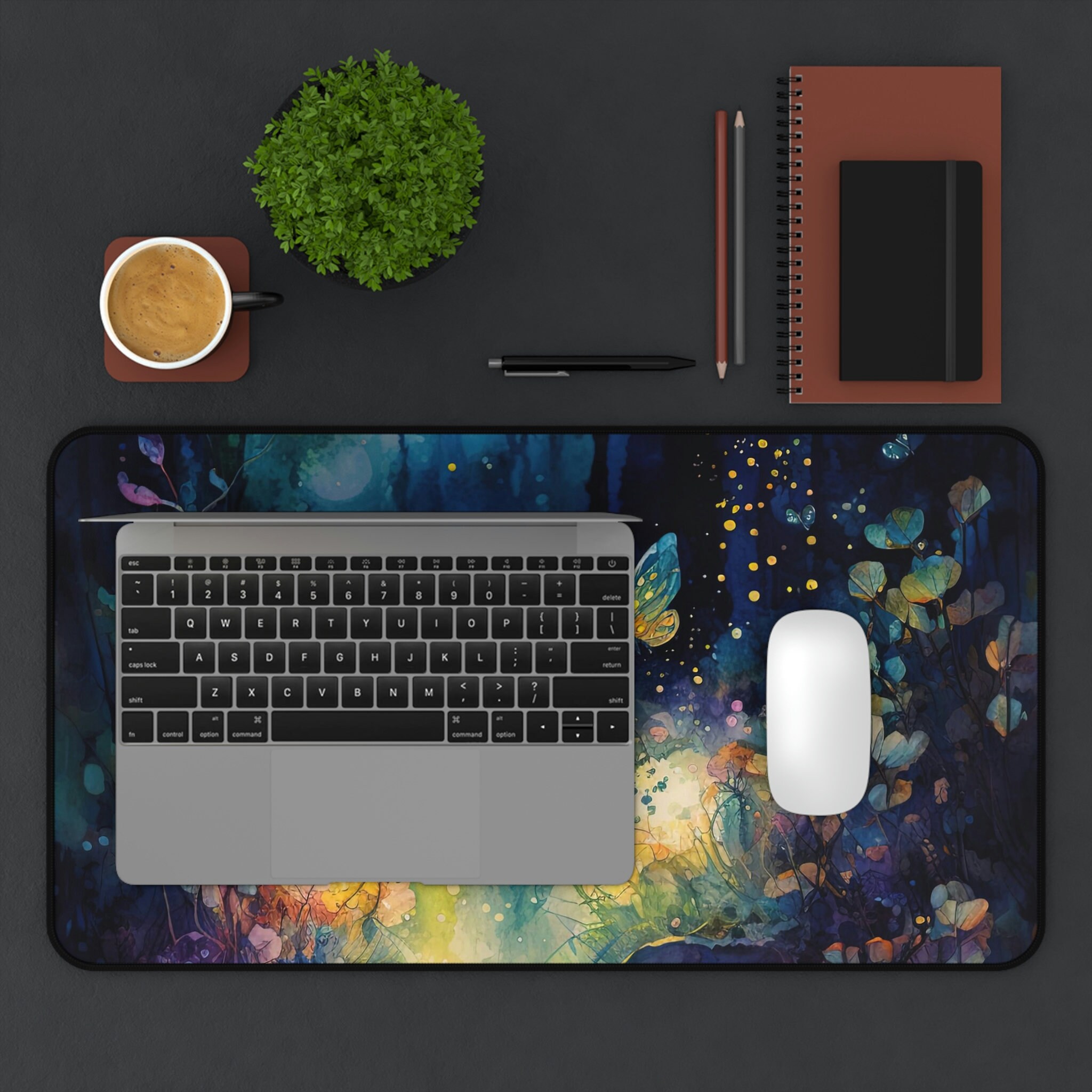 Butterfly Magical Desk Mat, Cottagecore, Flower Desk Mat, Fern Computer ...