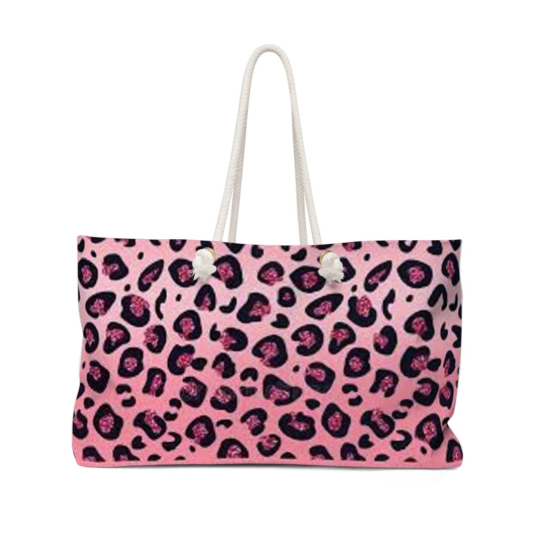 Weekender Bag, Leopard Print Bag, Pink Leopard Bag, Travel Bag, Big Bag ...