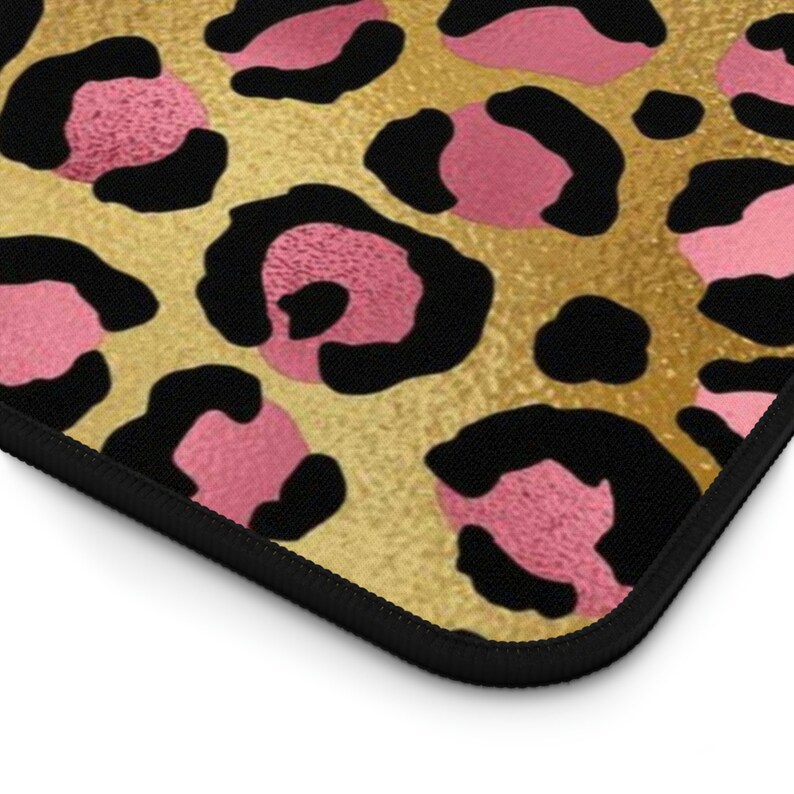Gold and Pink Leopard Print Desk Mat for Desk Decor for Home Office ...