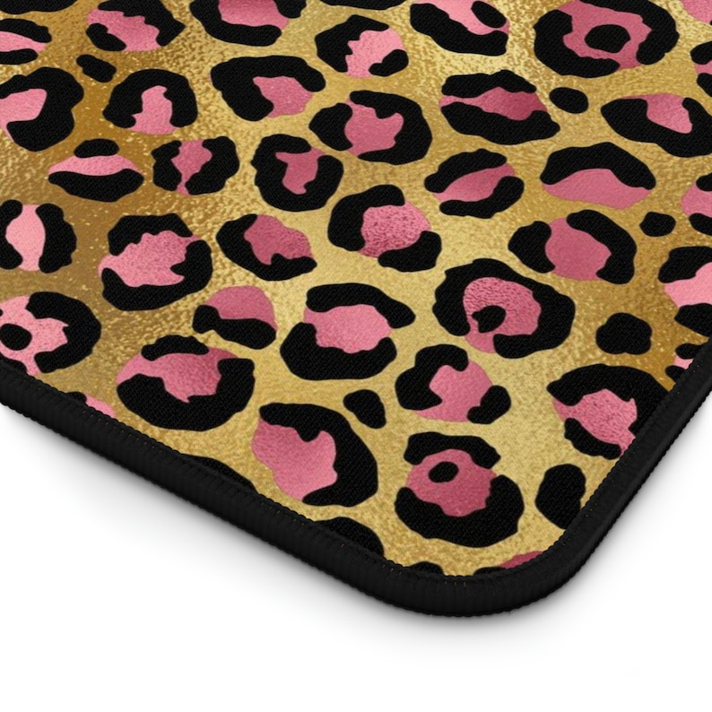 Gold and Pink Leopard Print Desk Mat for Desk Decor for Home Office ...