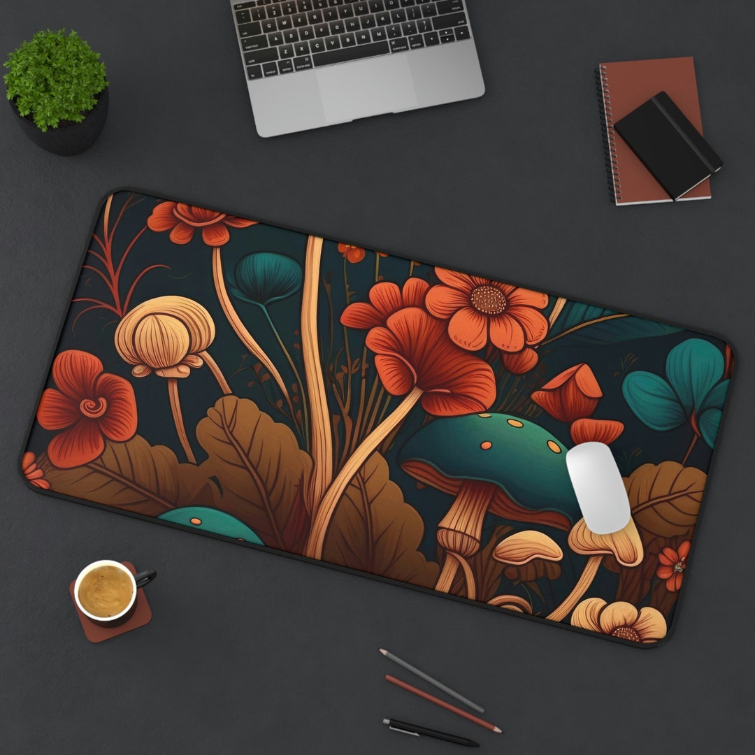 Mushroom Desk Mat, Mushroom Mousepad, Cottagecore Mouse Pad, Desk Decor ...