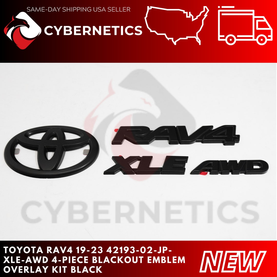 4PCS Toyota Rav4 XLE AWD 2019-2023 Emblem Badge Overlay Kit Matte Black ...