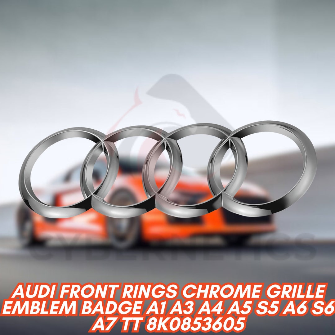 Audi Front Rings Chrome Grille Emblem Badge A1 A3 A4 A5 S5 A6 S6 A7 TT ...