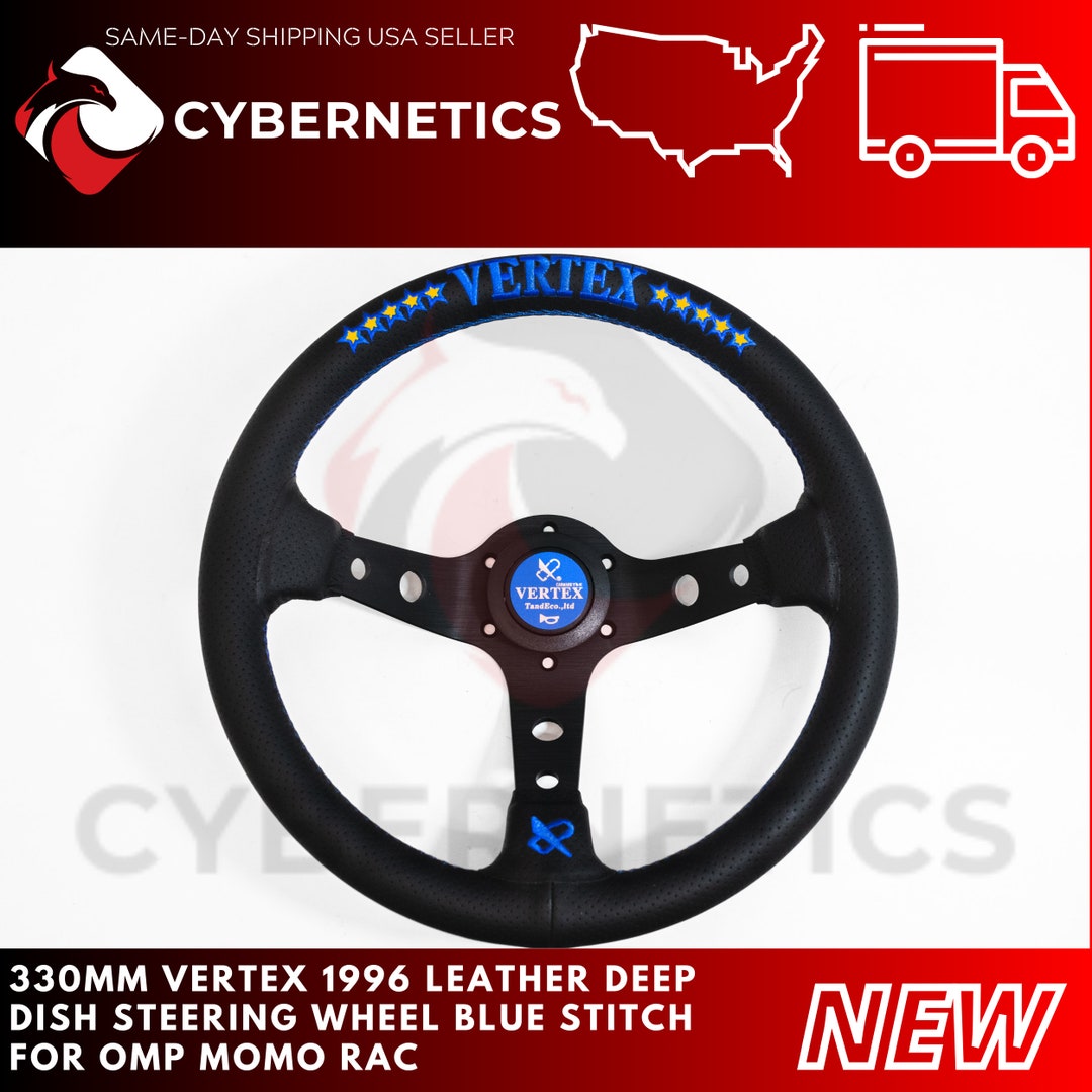 330mm Vertex 1996 Leather Deep Dish Steering Wheel Blue Stitch - Etsy