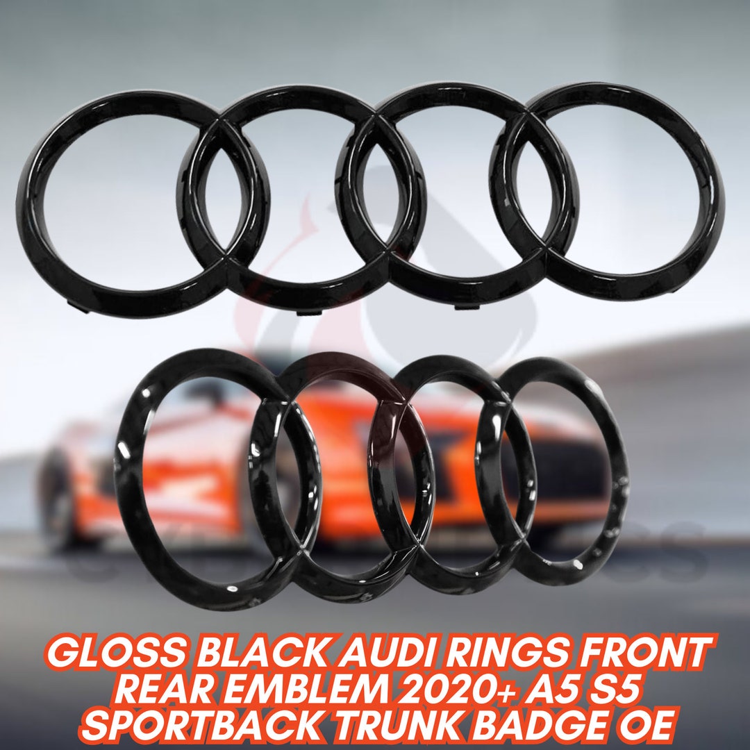 Gloss Black Audi Rings Front Rear Emblem 2020 A5 S5 Sportback Trunk ...