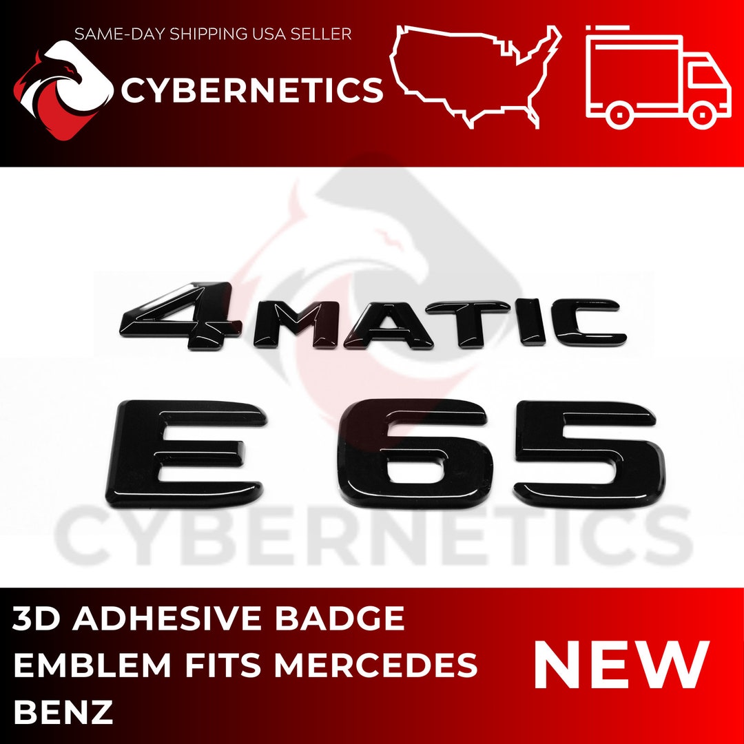 E65 4matic 3D Adhesive E65 Gloss Black Badge Emblem Fits Mercedes Benz ...