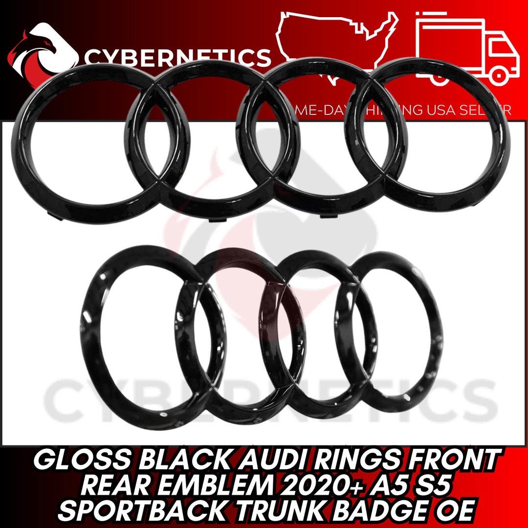 Gloss Black Audi Rings Front Rear Emblem 2020 A5 S5 Sportback Trunk ...
