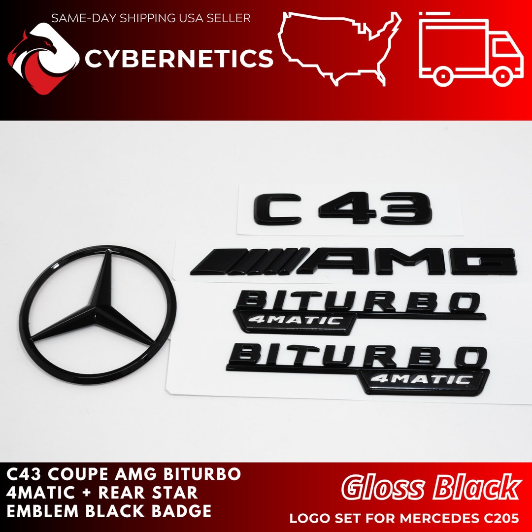 C43 COUPE AMG BITURBO 4MATIC Rear Star Emblem Black Badge Set - Etsy