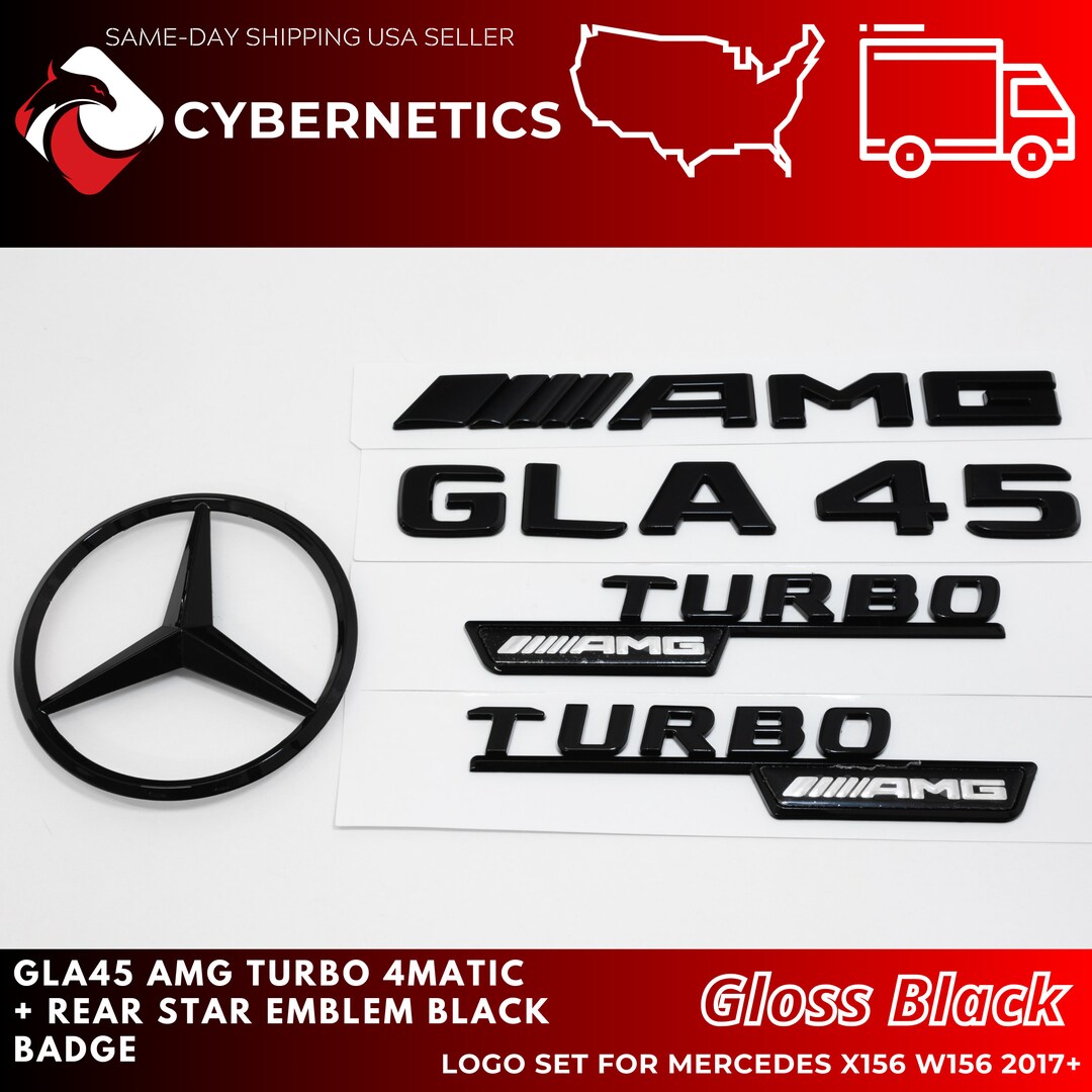 GLA45 AMG TURBO AMG Rear Star Emblem Black Badge Set Mercedes - Etsy