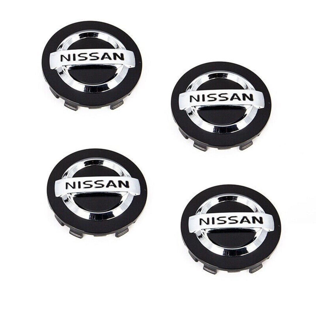Set of Four Black and Silver Wheel Rim Center Cap Hubcap for Nissan ...