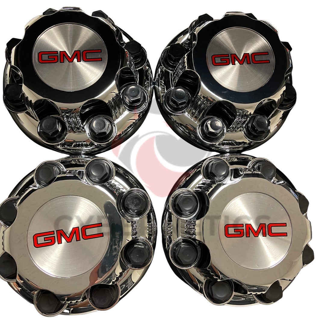 NEW Set of 4 Chrome 8 Lug GMC Center Wheel Caps Sierra Yukon Suburban ...